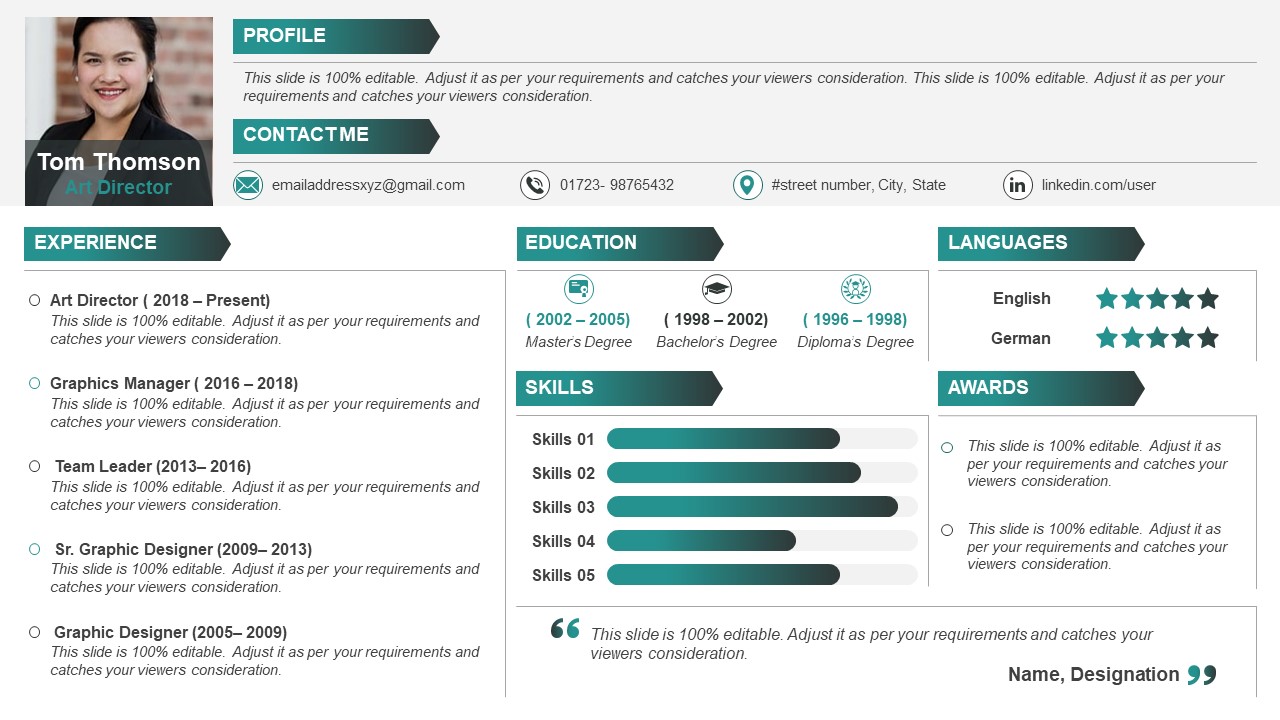 Creative Resume Powerpoint Visual Presentation