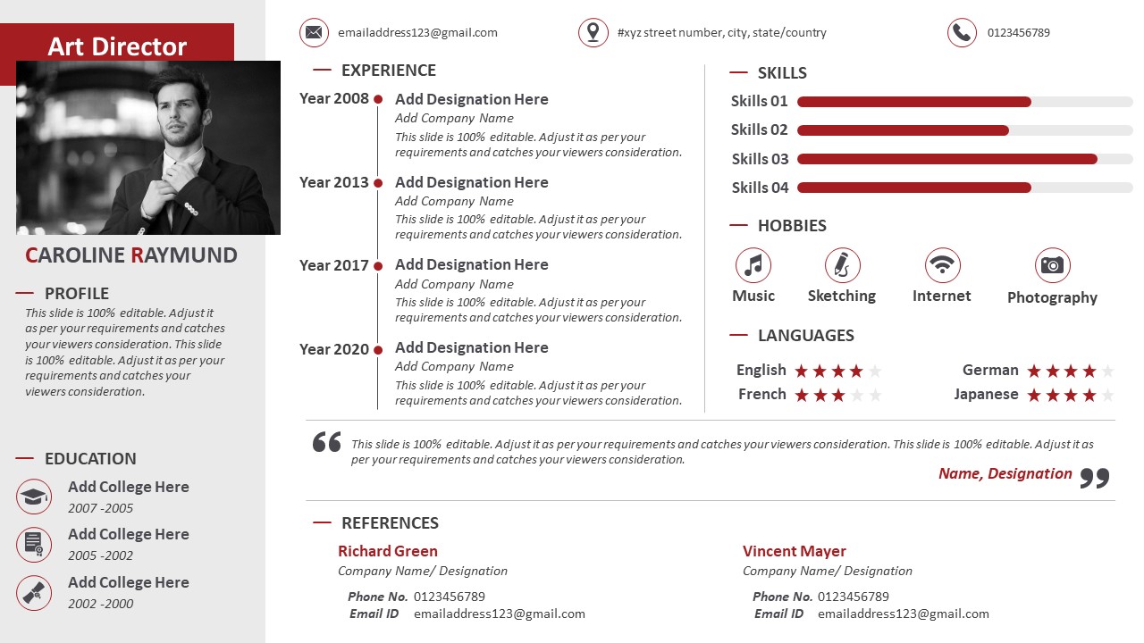 Creative Visual Resume Powerpoint Template Ppt Templates