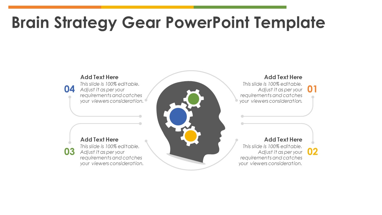 Brain Strategy Gear Powerpoint Presentation Template