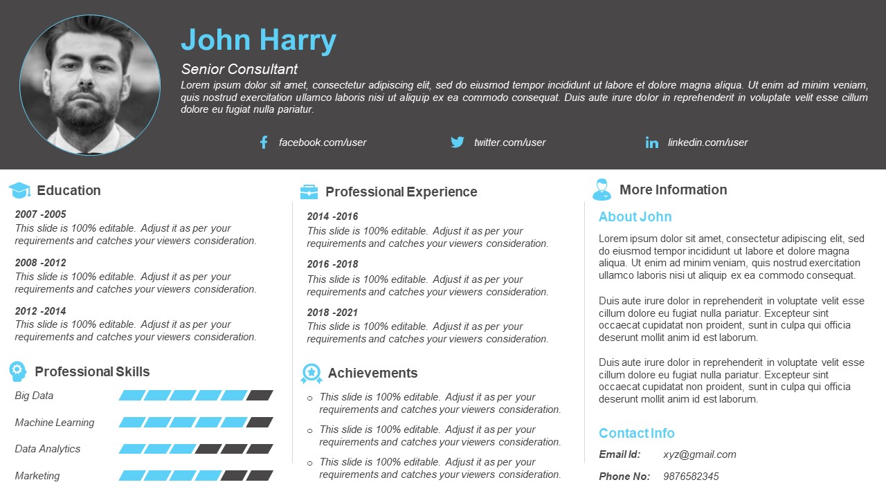 About Myself Powerpoint Presentation Slide Ppt Templates