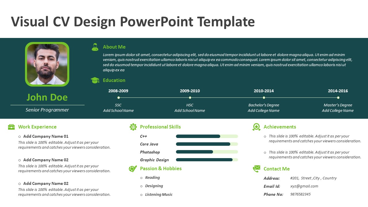 Creative Visual Resume Powerpoint Template Ppt Templates
