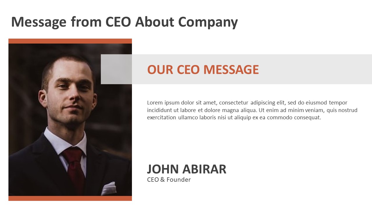 Message from CEO About Company PowerPoint Template | PPT Slides
