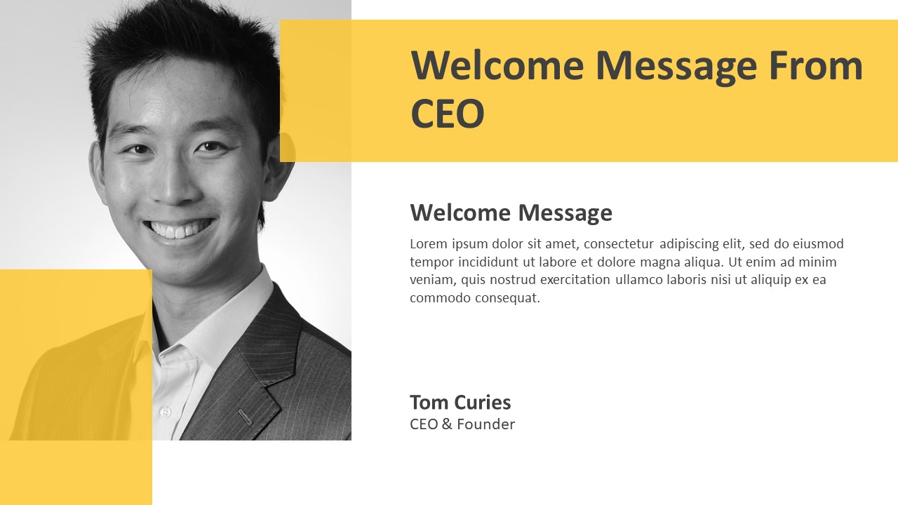 Welcome Message From Ceo Powerpoint Template