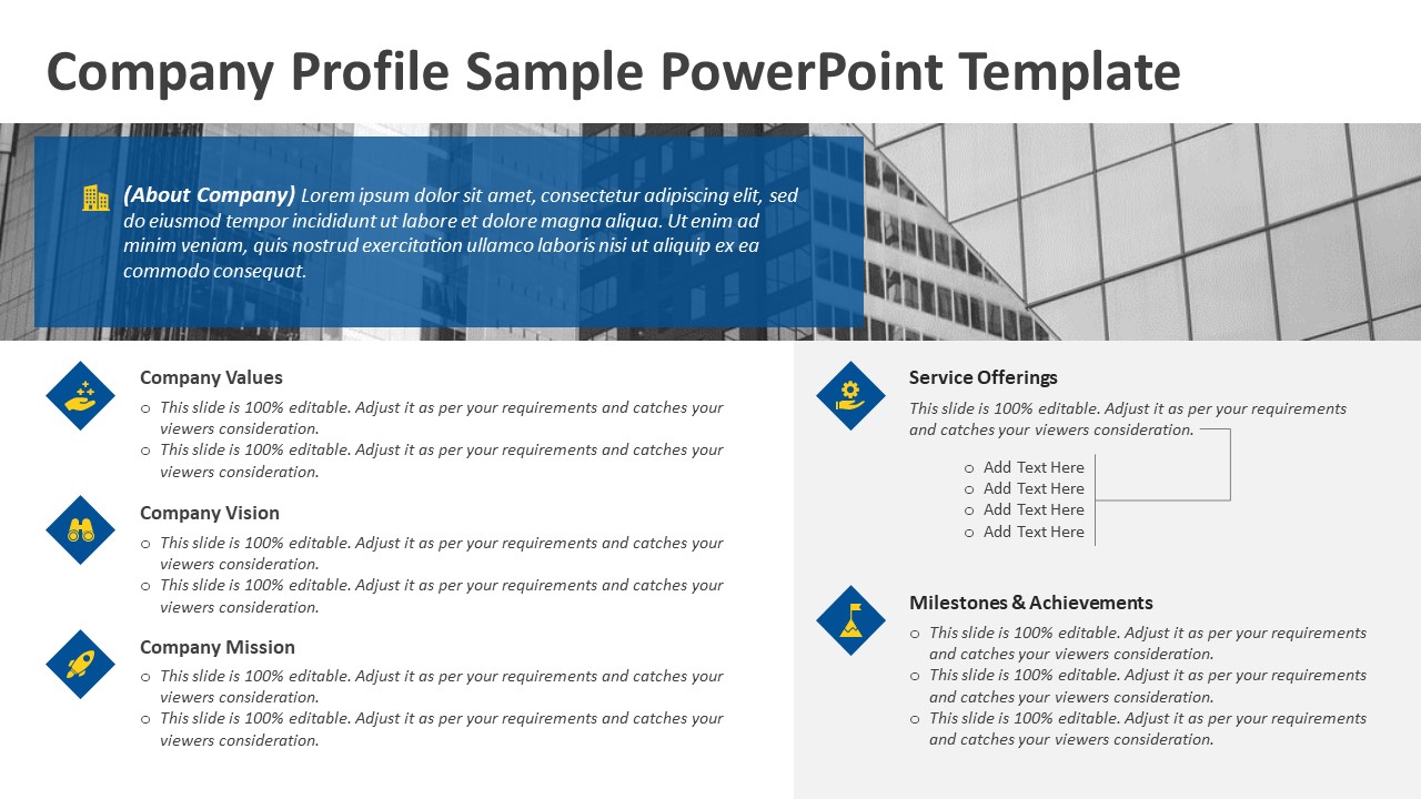 Company Profile Sample Powerpoint Template Company Introduction