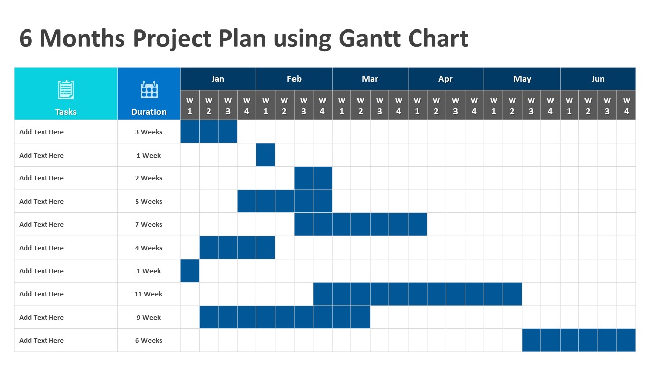 6 Months Project Plan using Gantt Chart PowerPoint Template | PPT Slides 6 Months Project Plan using Gantt Chart PowerPoint Template | PPT Slides