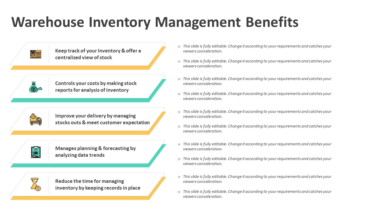 Warehouse Inventory Management Benefits PowerPoint Template Warehouse Inventory Management Benefits PowerPoint Template