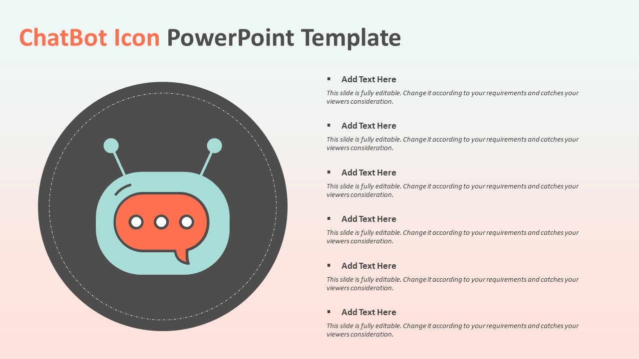 ChatBot Icon PowerPoint Template | ChatBot Presentation PPT