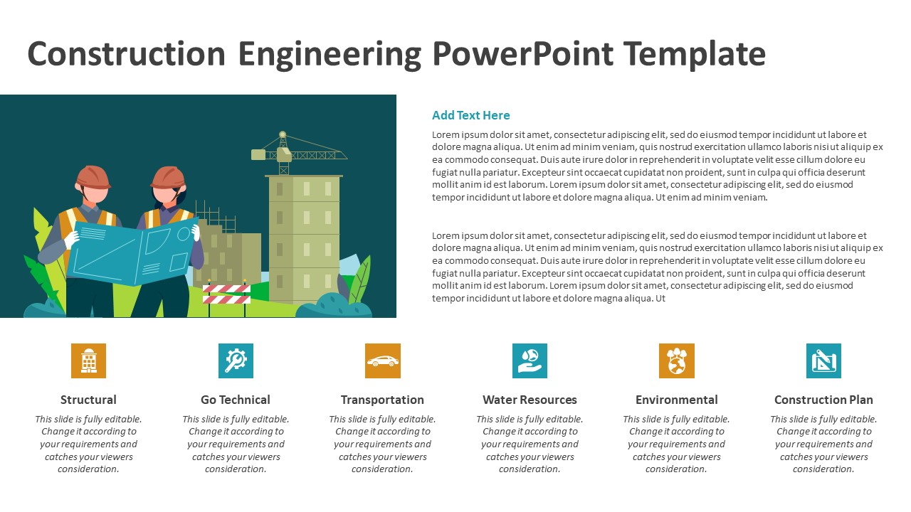 Construction Engineering Powerpoint Template Construction Slide