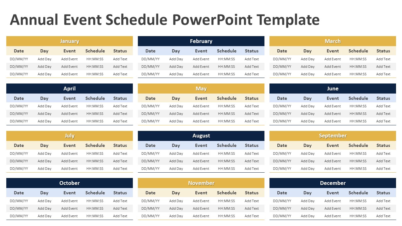 Annual Event Schedule PowerPoint Template | PPT Templates
