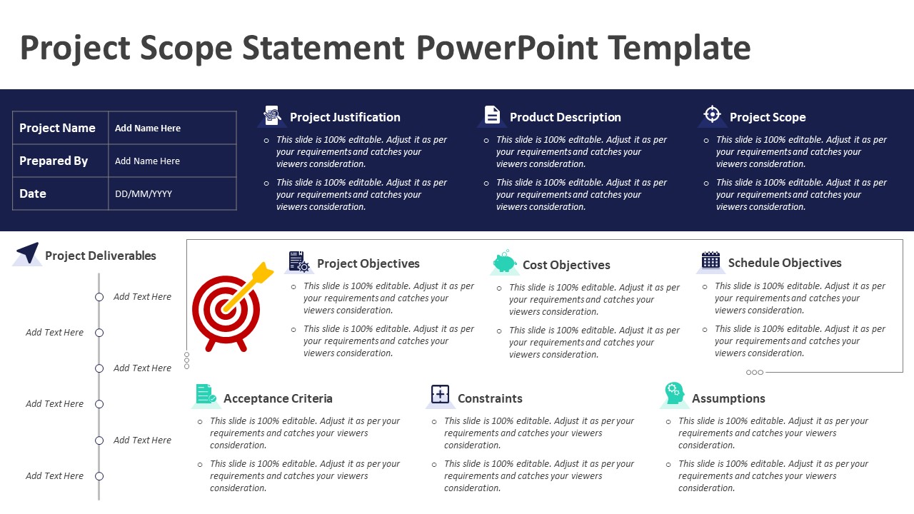 Project Scope Statement Powerpoint Template Ppt Templates