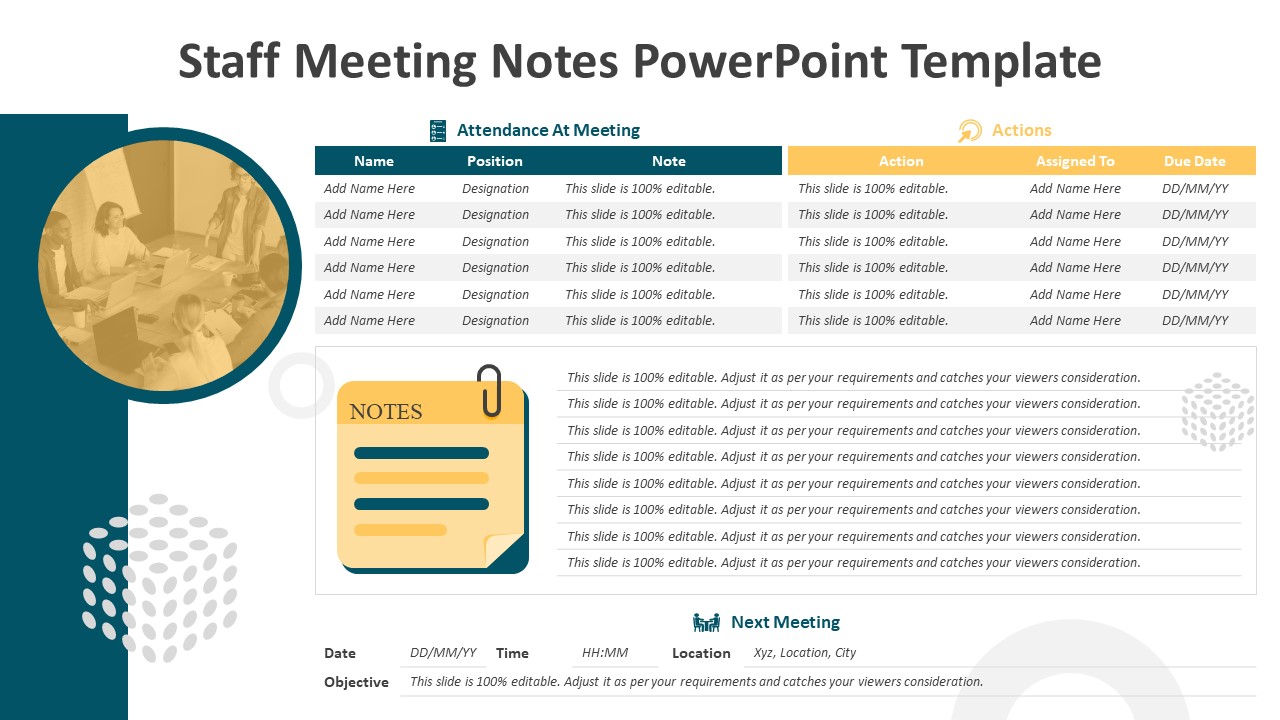 Staff Meeting Notes Powerpoint Template Ppt Templates