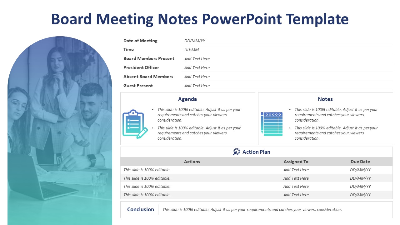 Board Meeting Notes Powerpoint Template Ppt Templates