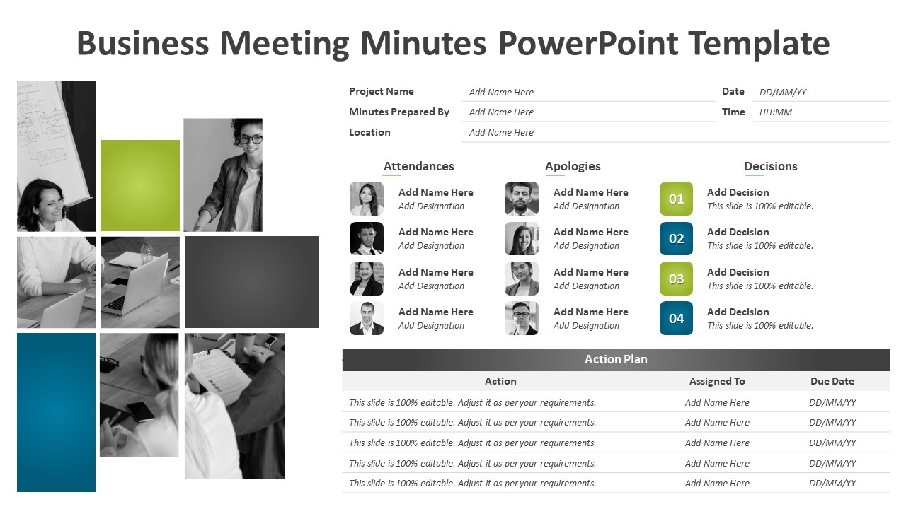 Business Meeting Minutes Powerpoint Template Ppt Templates