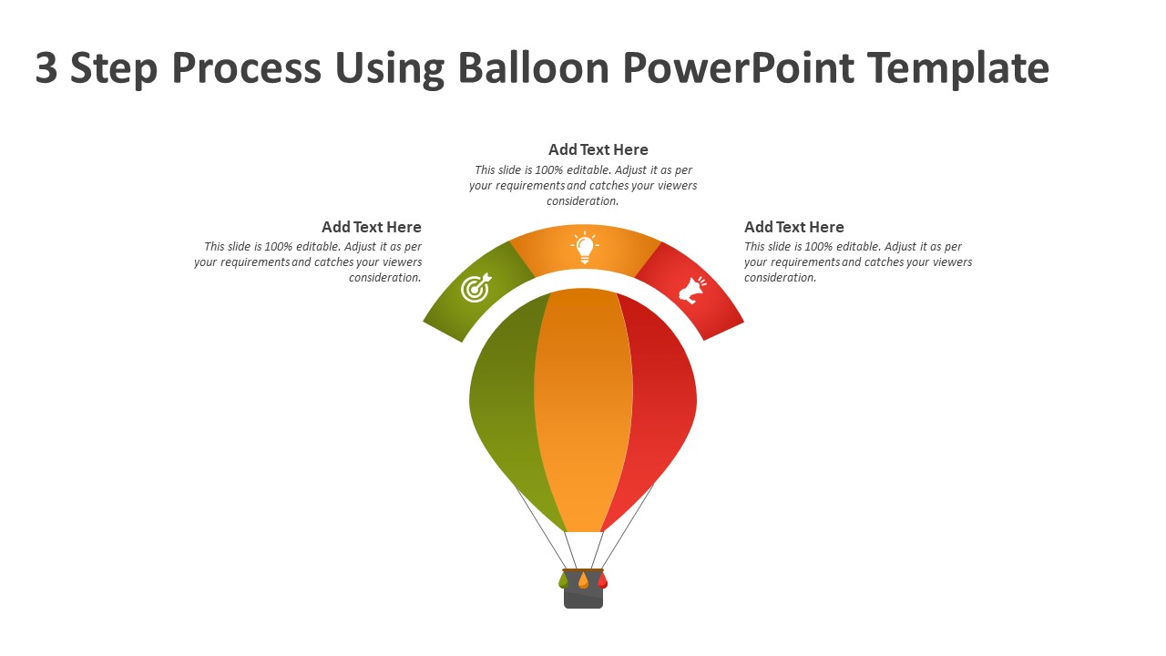 3 Step Process Using Balloon PowerPoint Template | PPT Template
