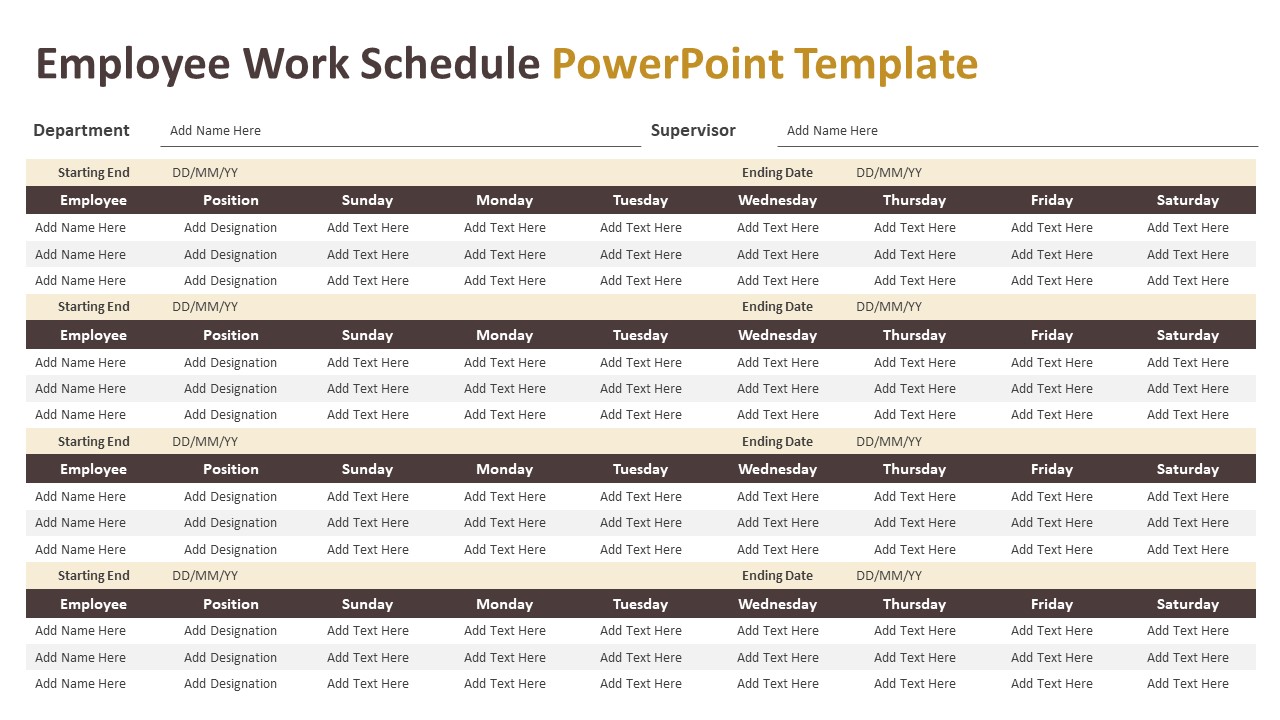 Employee Work Schedule PowerPoint Template | PPT Templates