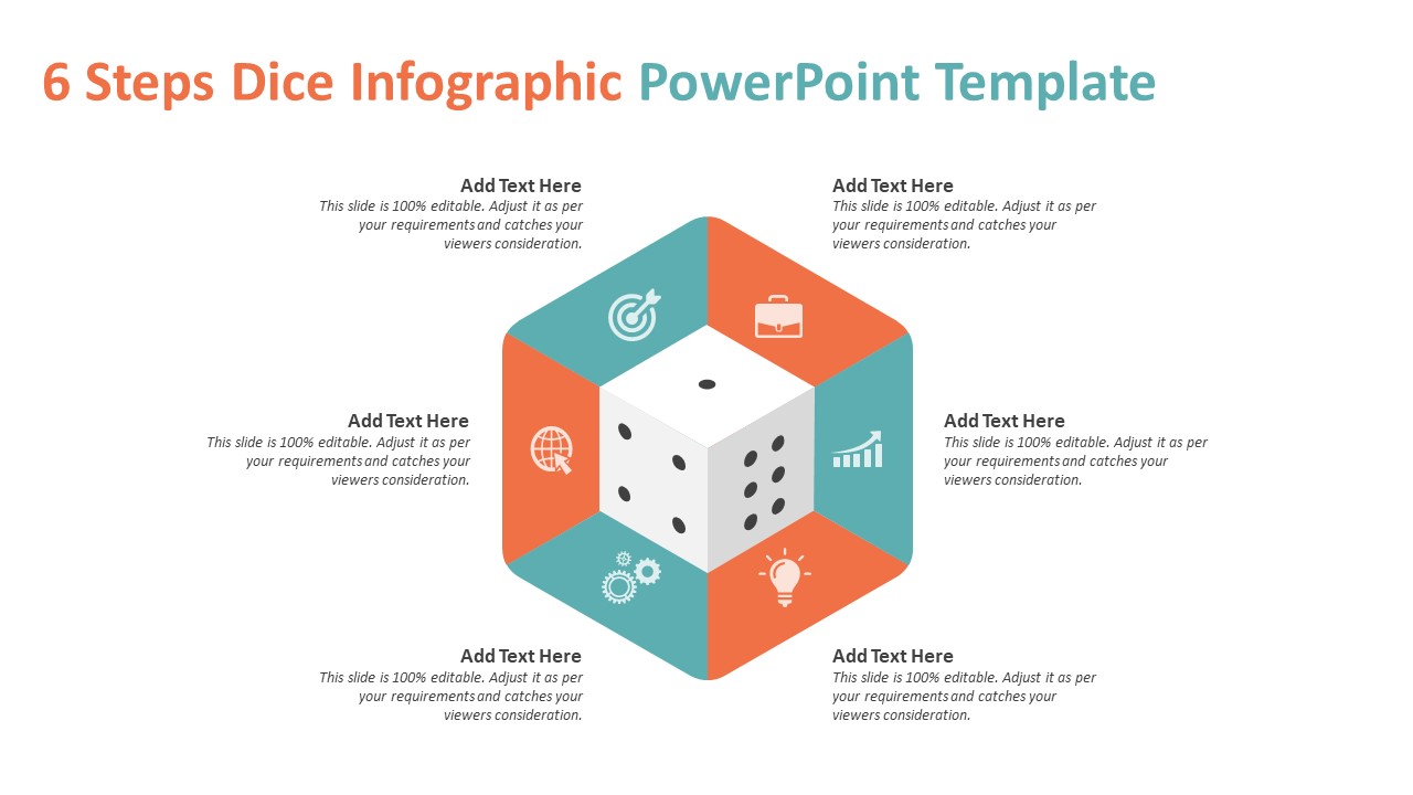 6 Steps Dice Infographic PowerPoint Template | PPT Templates