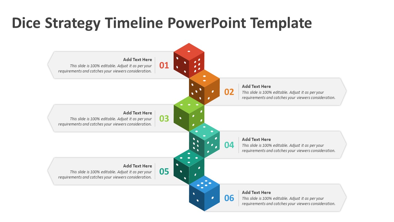 Dice Strategy Timeline Powerpoint Template Ppt Templates