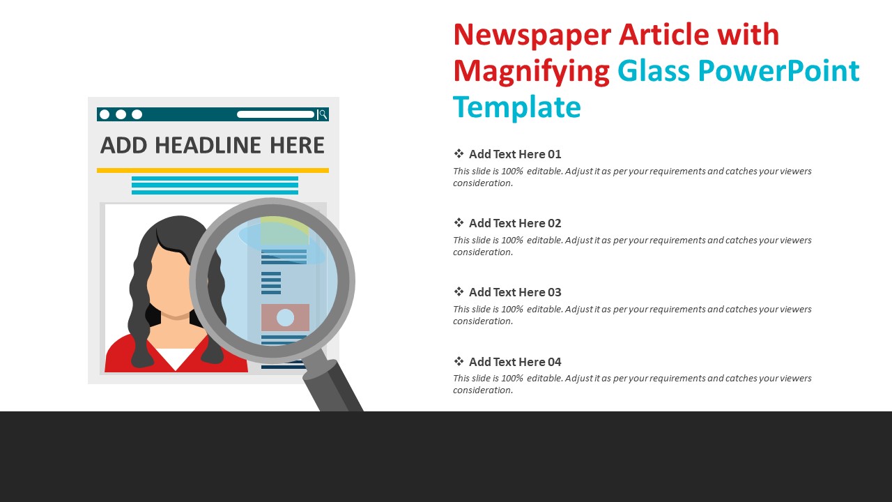 Newspaper Article with Magnifying Glass PowerPoint Template