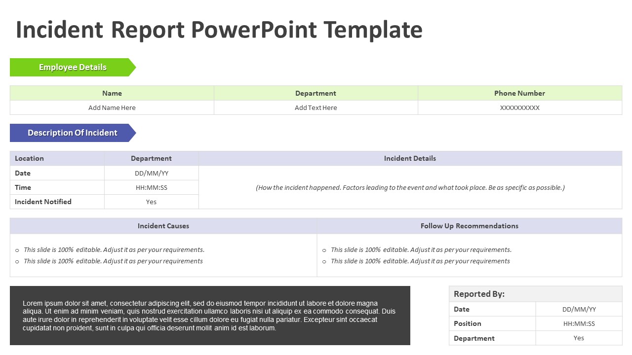 Incident Report PowerPoint Template | PPT Templates