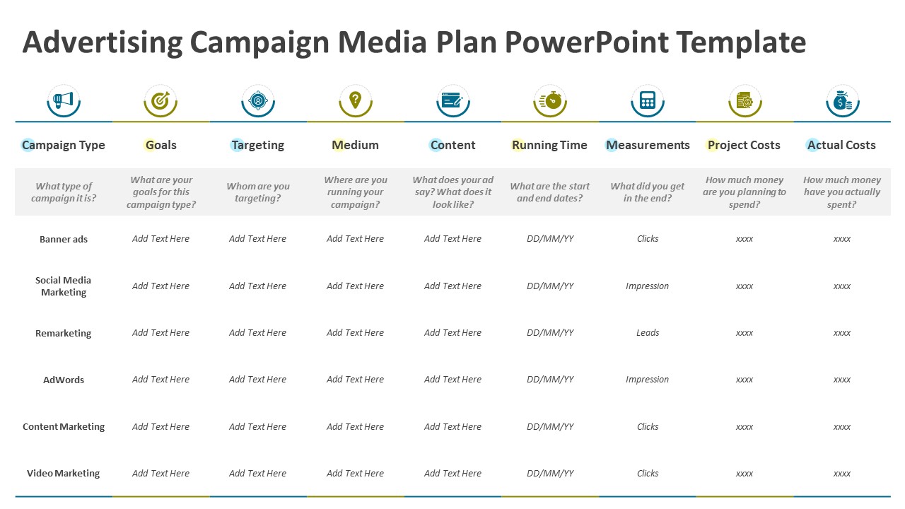 Advertising Campaign Media Plan PowerPoint Template