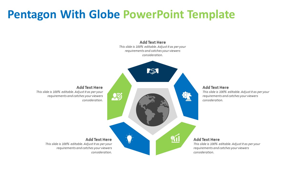 Pentagon With Globe PowerPoint Template | PPT Templates