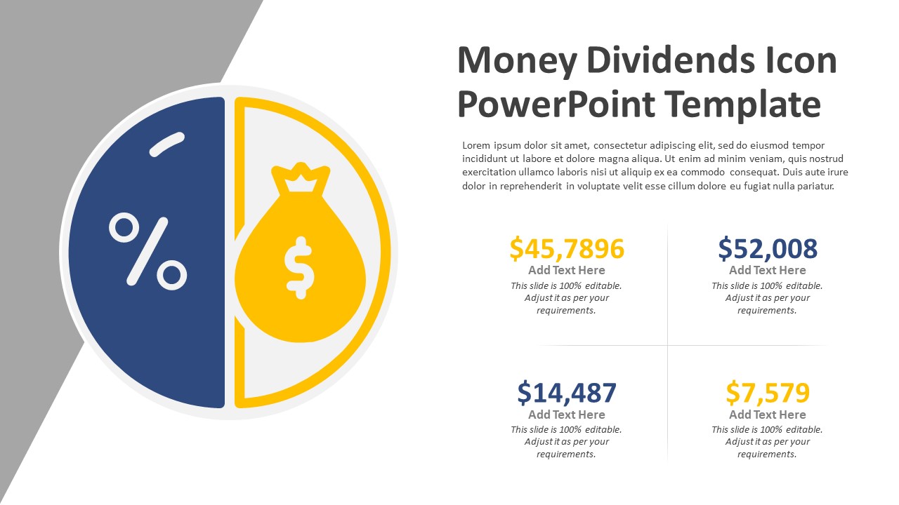 Money Dividends Icon PowerPoint Template | PPT Templates