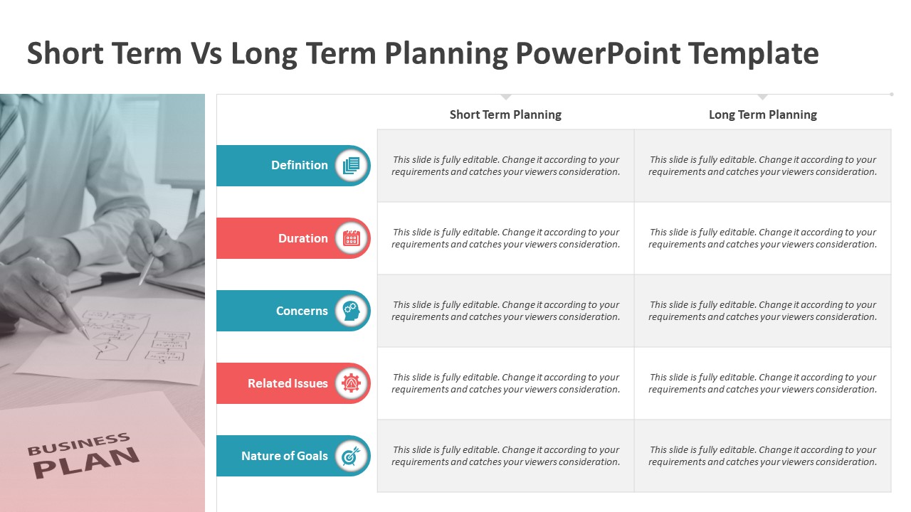 Short Term Vs Long Term Planning Powerpoint Template