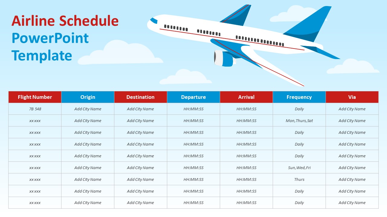 Airline Schedule PowerPoint Template | PPT Templates