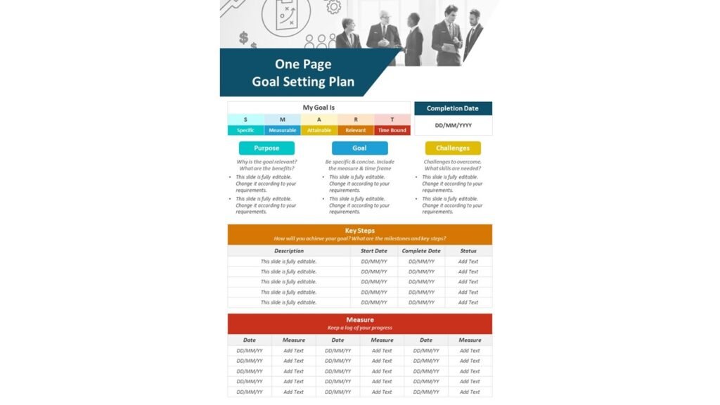 One Page Goal Setting Plan PowerPoint Template | PPT Templates