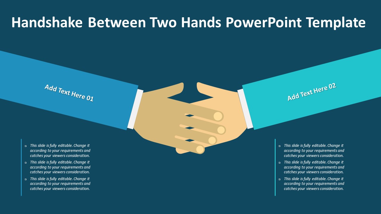 Handshake Between Two Hands PowerPoint Template | PPT Slides