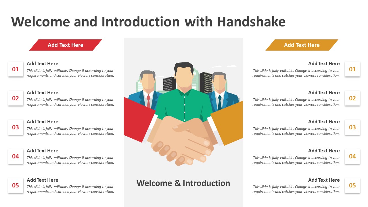 Welcome and Introduction with Handshake PowerPoint Slide