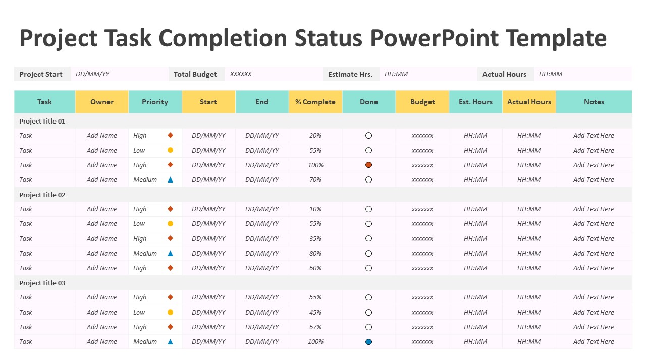 Project Task Completion Status PowerPoint Template | PPT Slides Project Task Completion Status PowerPoint Template | PPT Slides