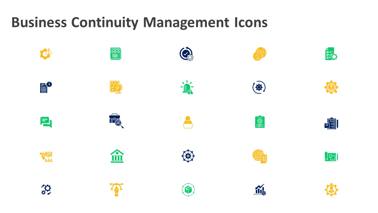 Business Continuity Management Icons PowerPoint Template