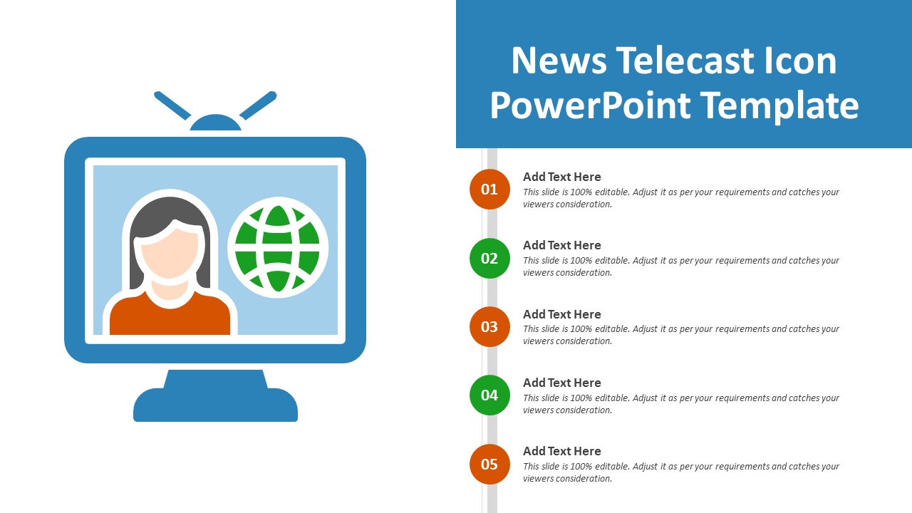 News Telecast Icon PowerPoint Template | PPT Templates