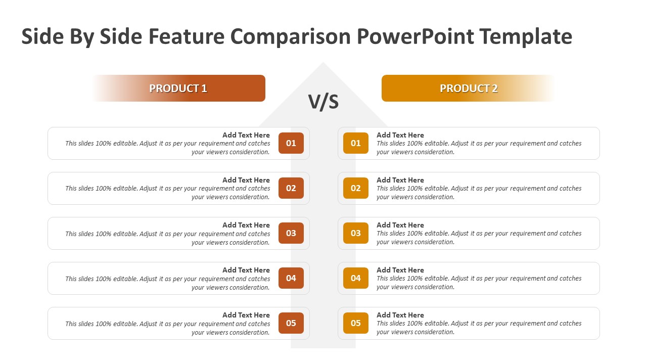 Side By Side Feature Comparison PowerPoint Template Side By Side Feature Comparison PowerPoint Template