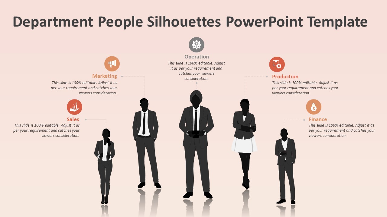 Department People Silhouettes PowerPoint Template | PPT Slides