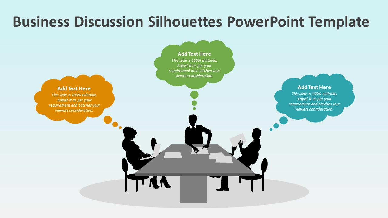 Business Discussion Silhouettes PowerPoint Template | PPT Slides
