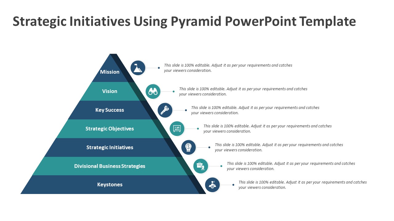 Strategic Initiatives Using Pyramid PowerPoint Template
