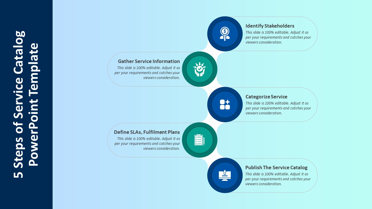 5 Steps of Service Catalog PowerPoint Template | PPT Templates