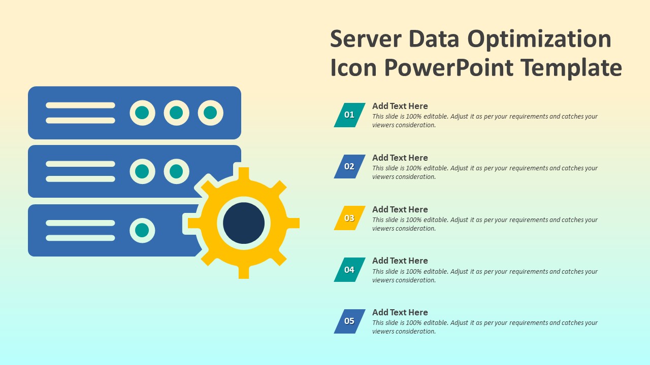 Server Data Optimization Icon PowerPoint Template | PPT Slides