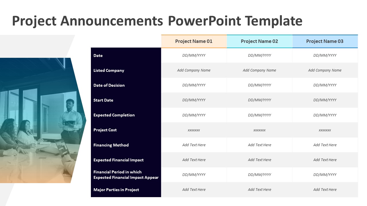 Project Announcements PowerPoint Template | PPT Templates