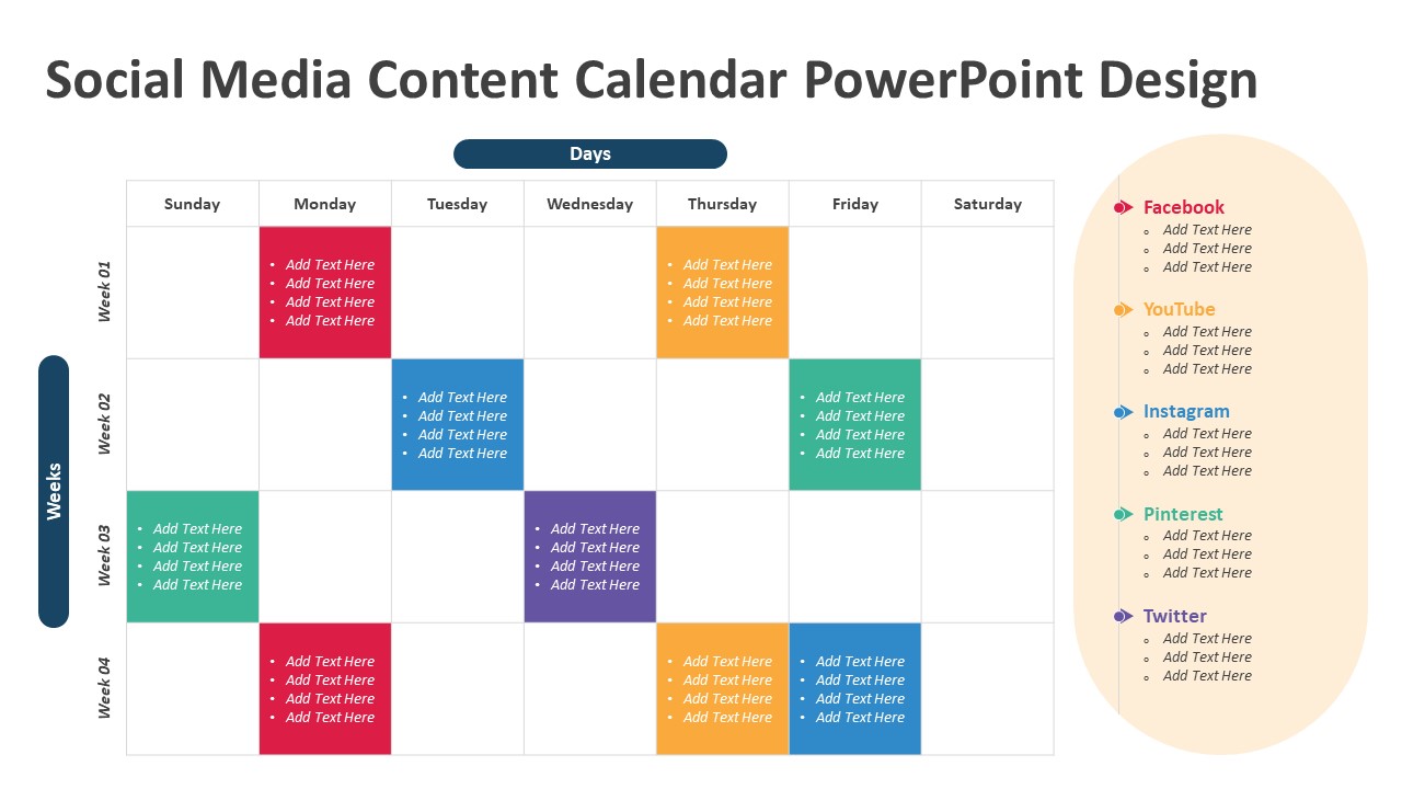 Social Media Content Calendar PowerPoint Design | PPT Template