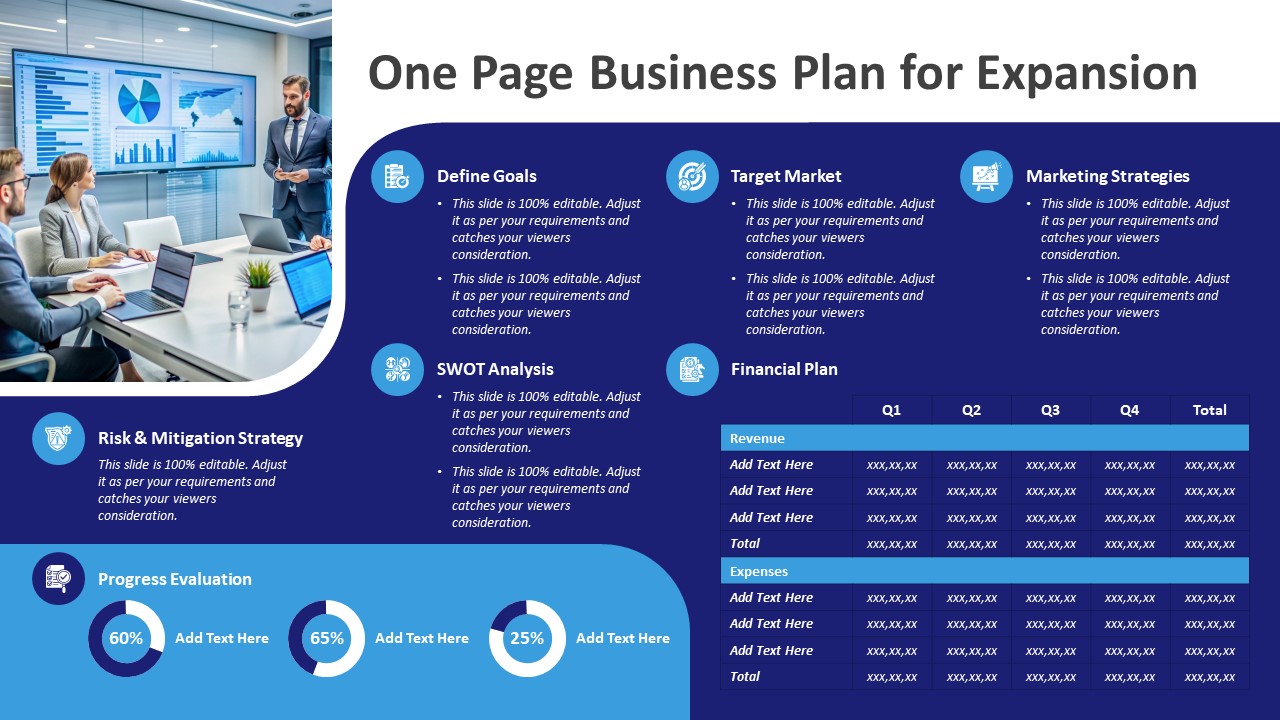 One Page Business Plan for Expansion PowerPoint Template