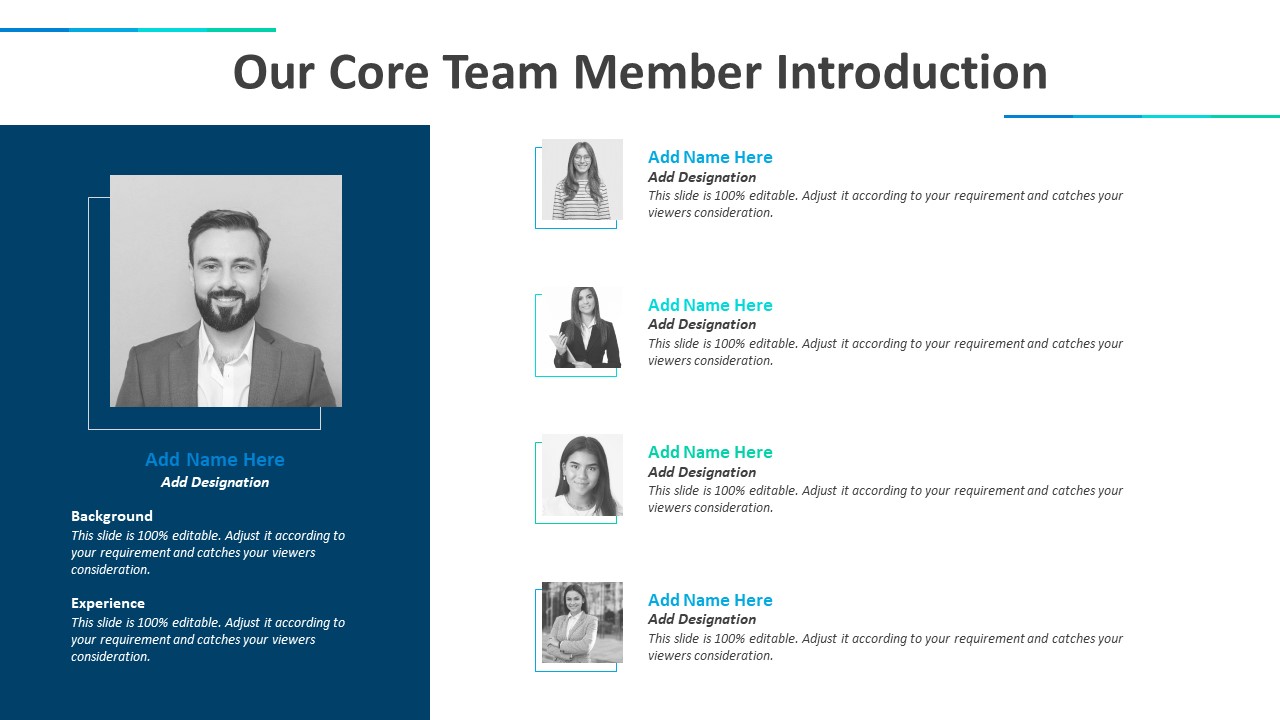 Our Core Team Members Introduction PowerPoint Template