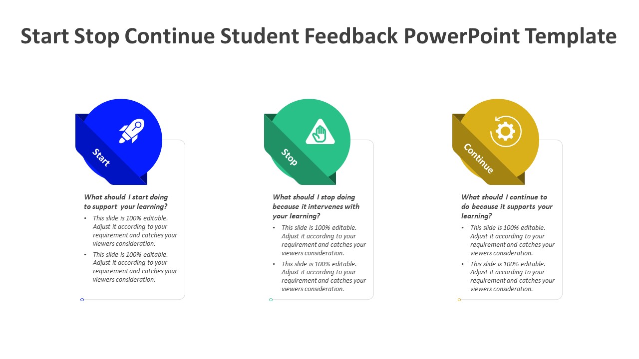 Start Stop Continue Student Feedback PowerPoint Template