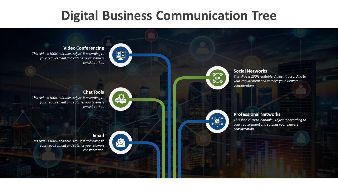 Digital Business Communication Tree PowerPoint Template